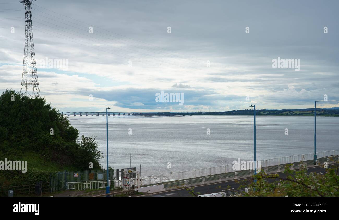 view of the original landmark 1960s Severn Bridge linking England and ...