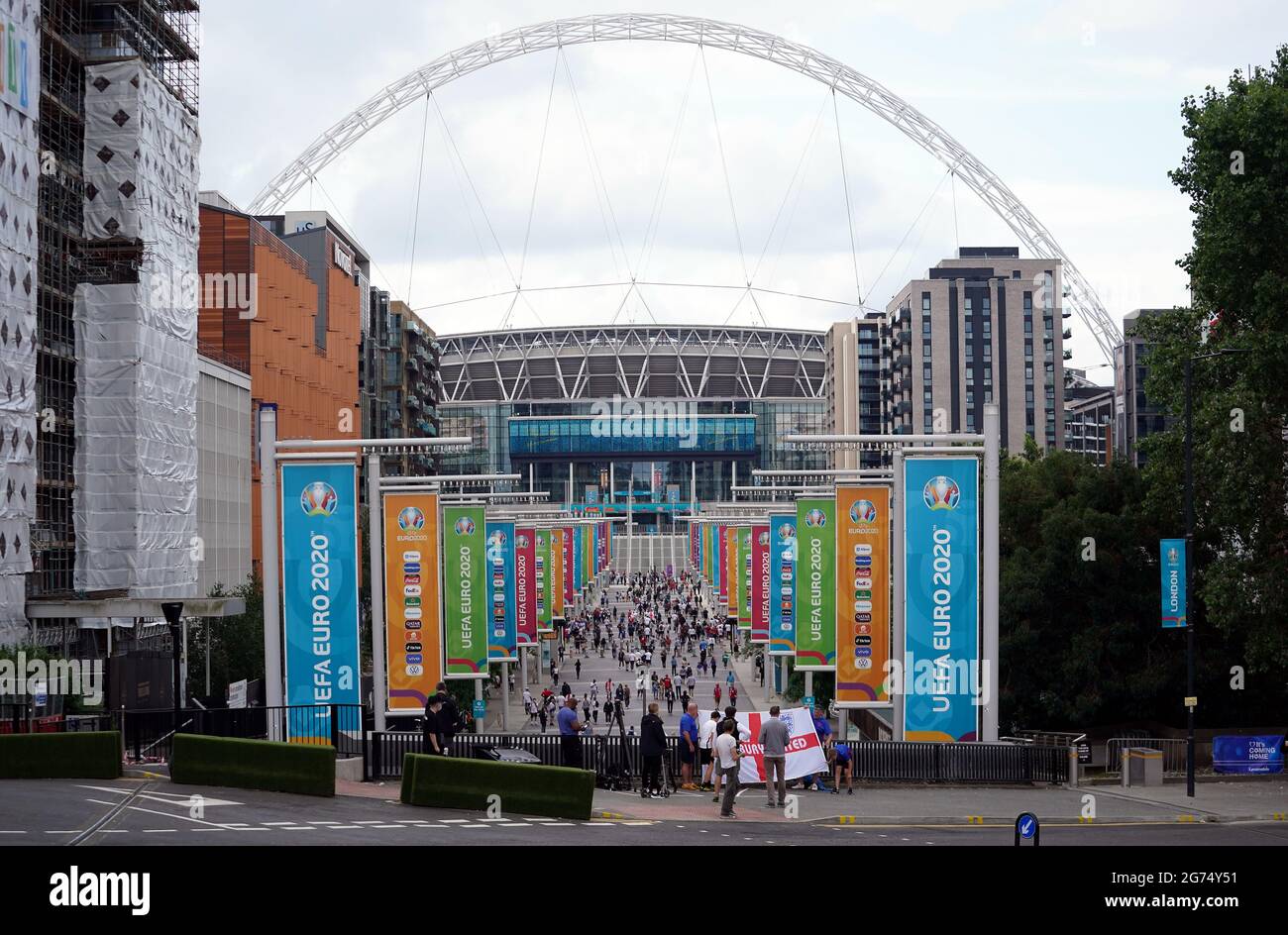 England fans outside the ground ahead of the Euro 2020 Final at Wembley ...