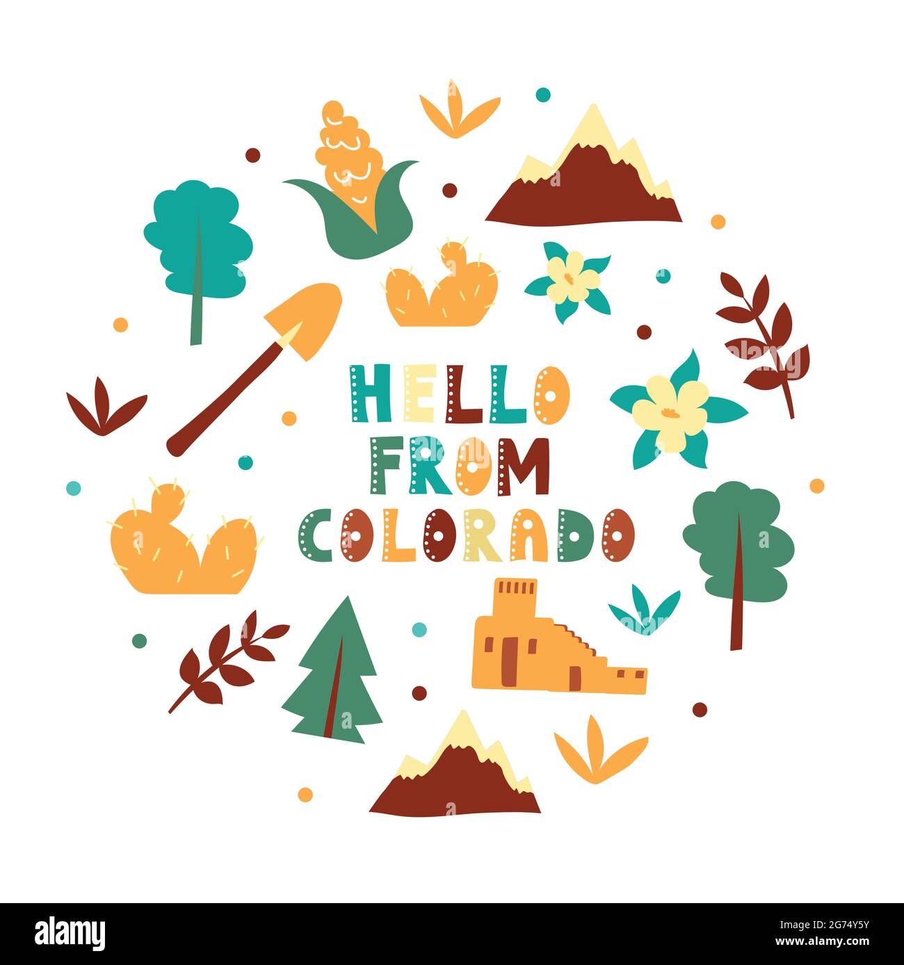 Illustrated map of the state of Colorado in United States with state ...