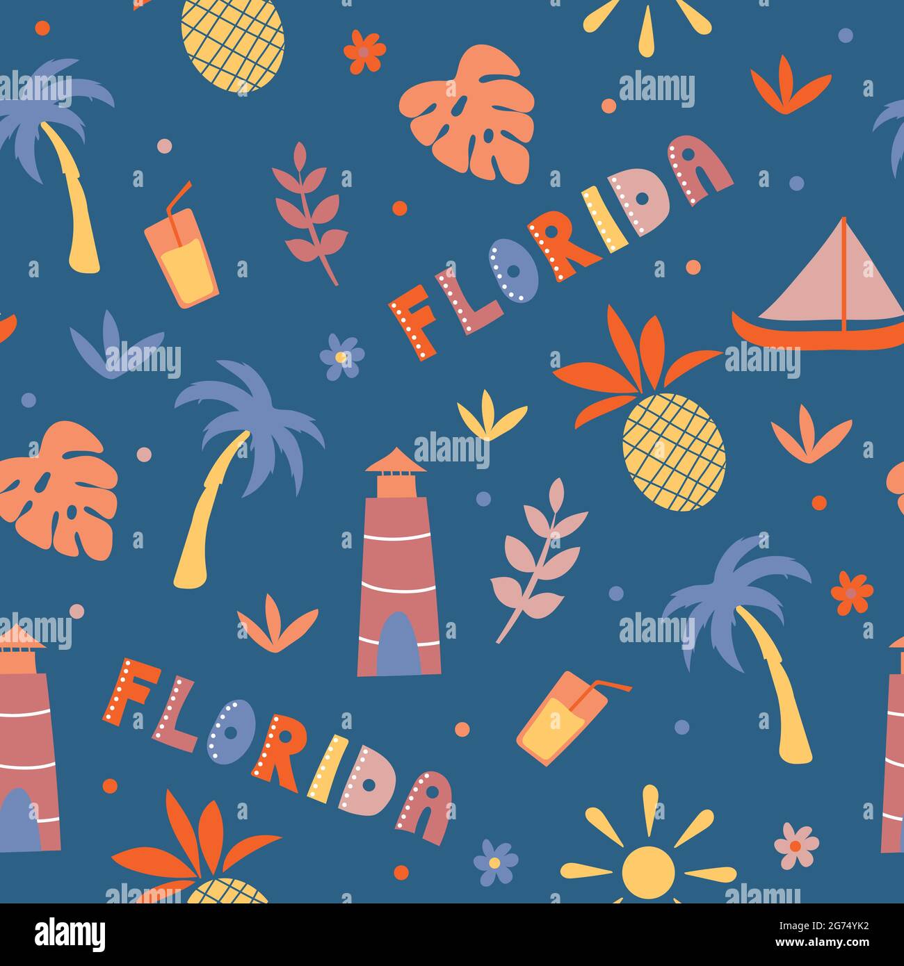 USA collection. Vector illustration of Florida theme. State Symbols ...