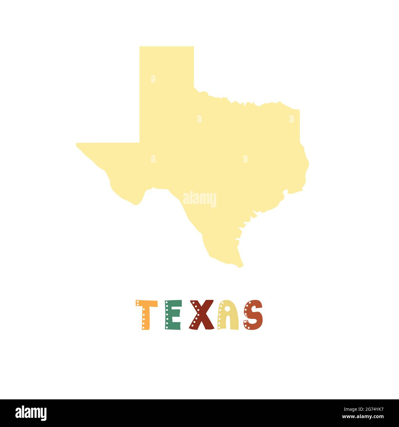 Texas map isolated. USA collection. Map of Texas - yellow silhouette ...