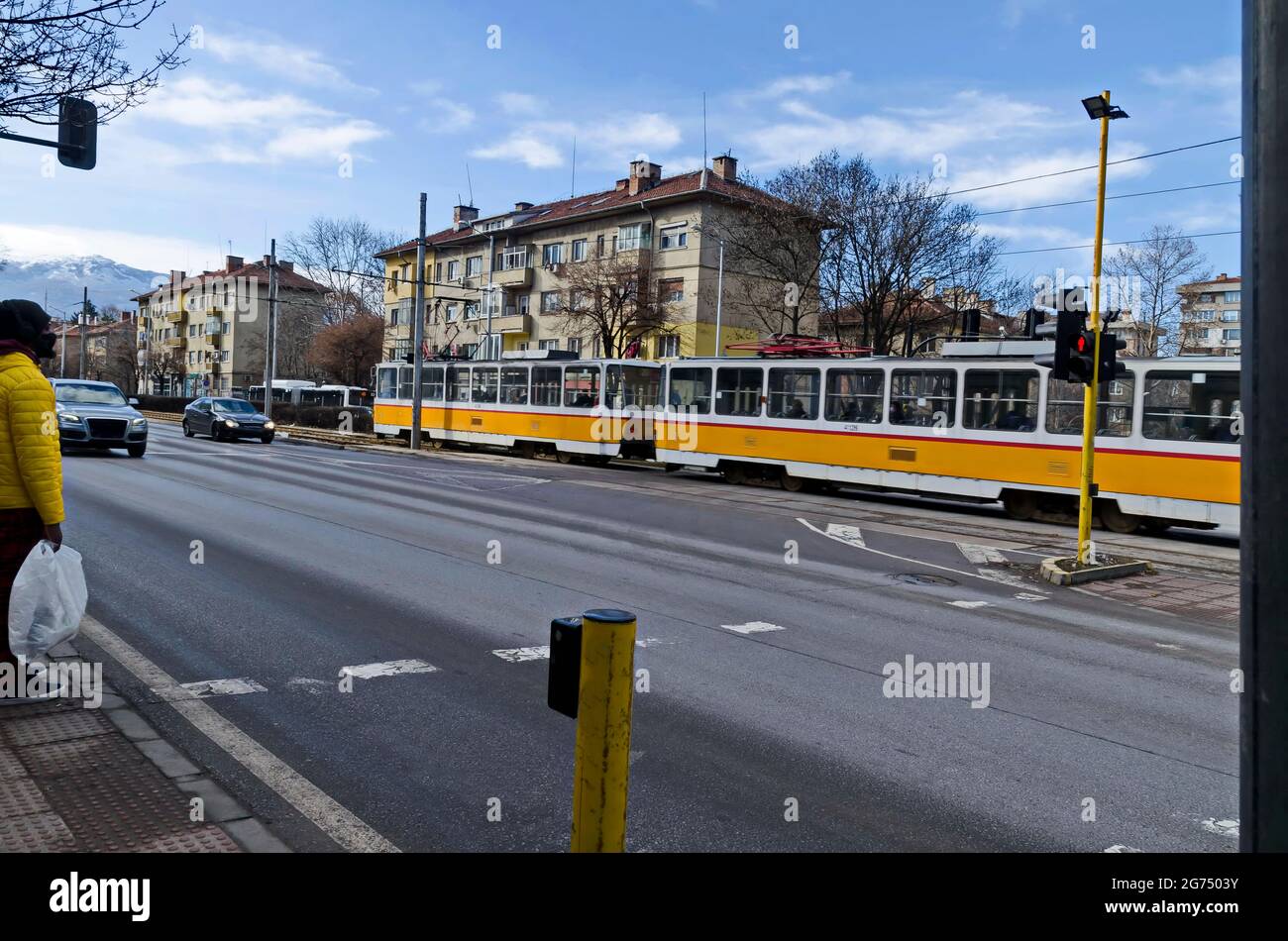 Urban infrastructure with intersection and traffic light system, Sofia ...