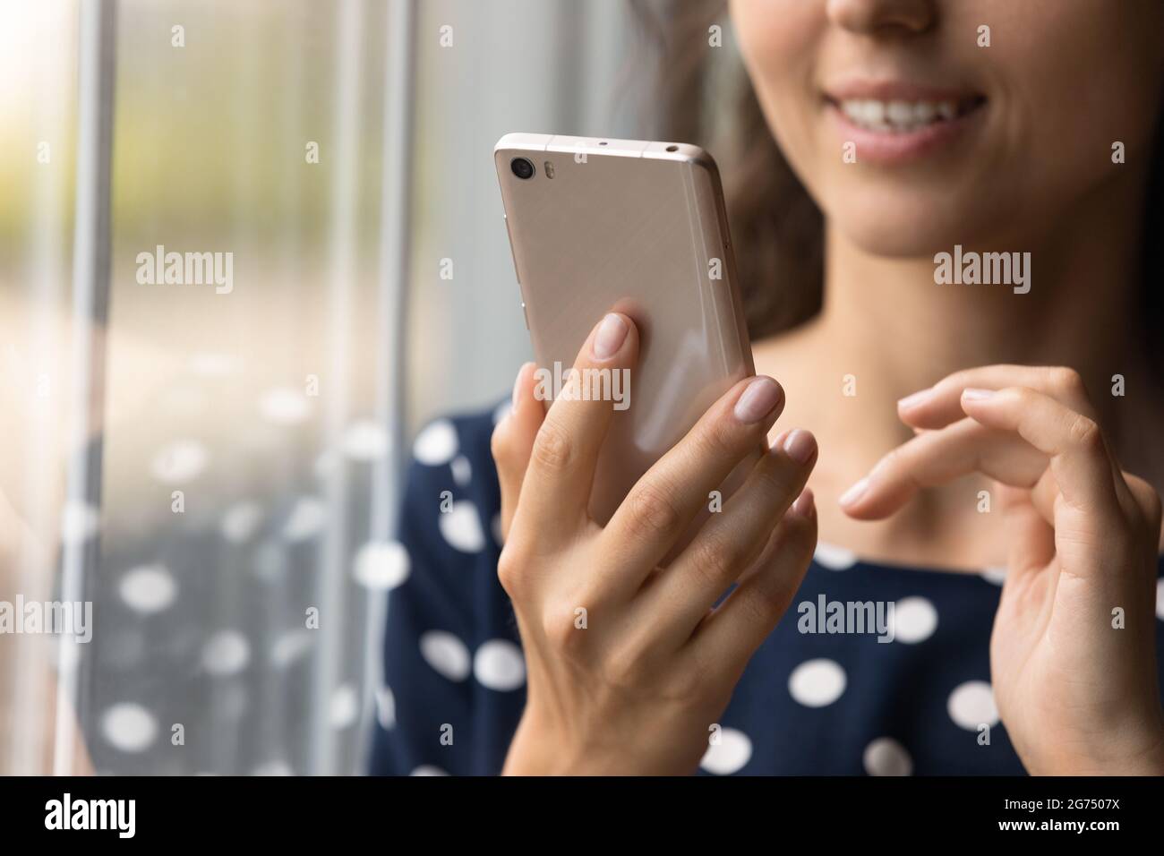 Mobile phone user making video call, holding smartphone Stock Photo - Alamy