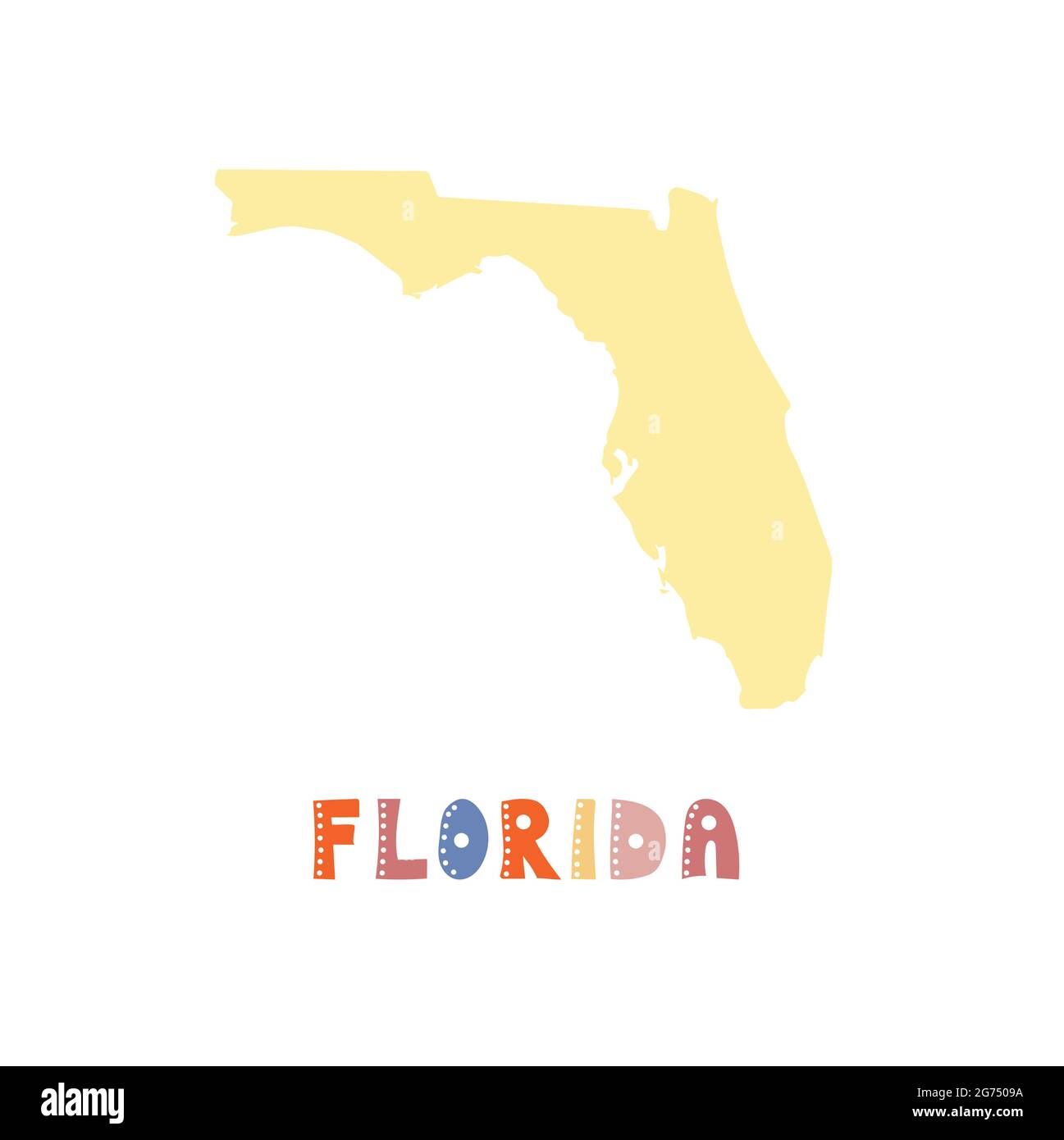 Florida map isolated. USA collection. Map of Florida - yellow ...