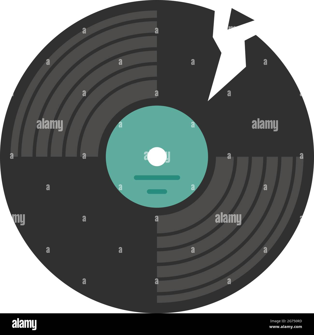 Broken vinyl disc icon flat isolated vector Stock Vector Image & Art ...