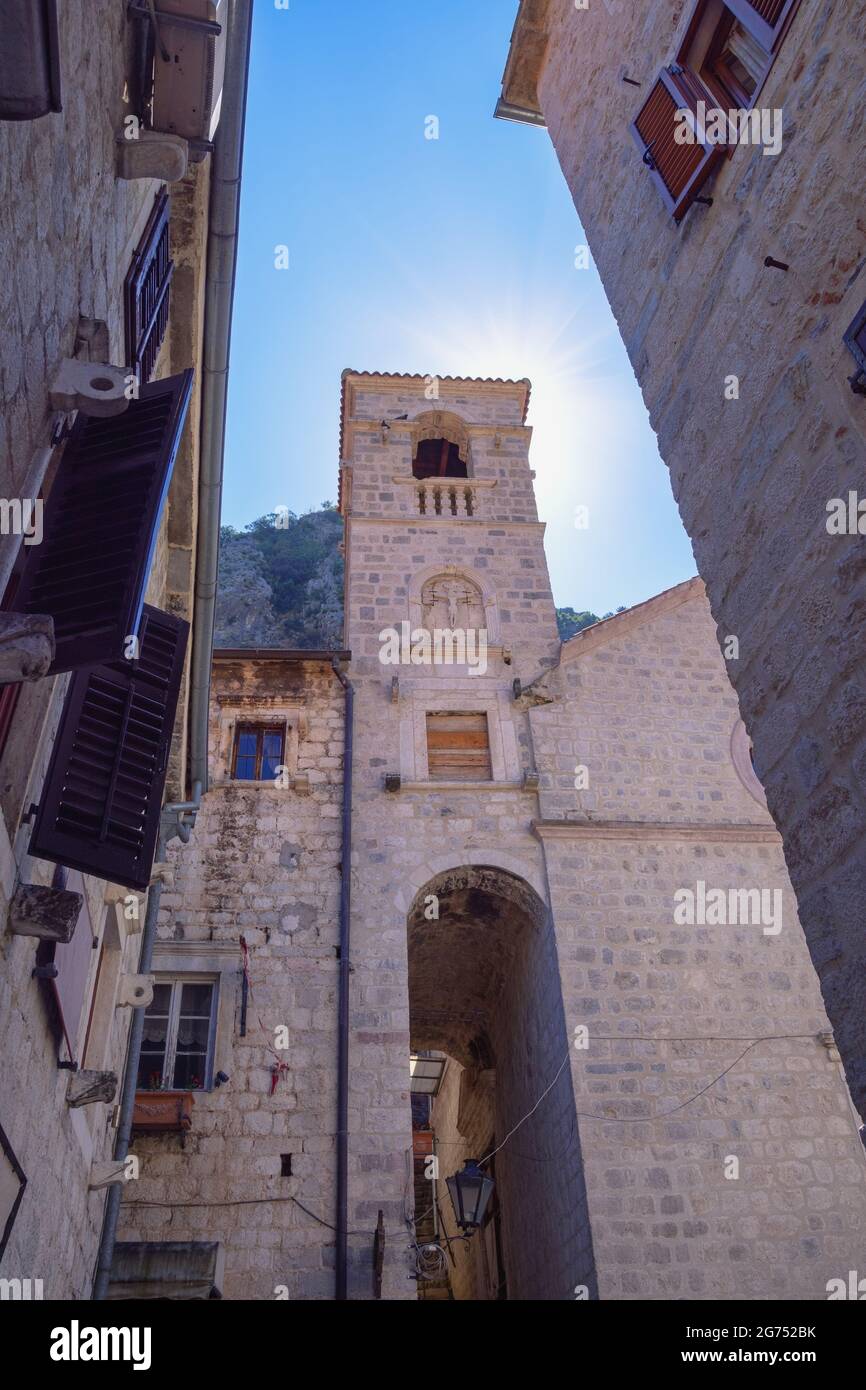 Montenegro. Old Town of Kotor, UNESCO-World Heritage Site. View of St ...
