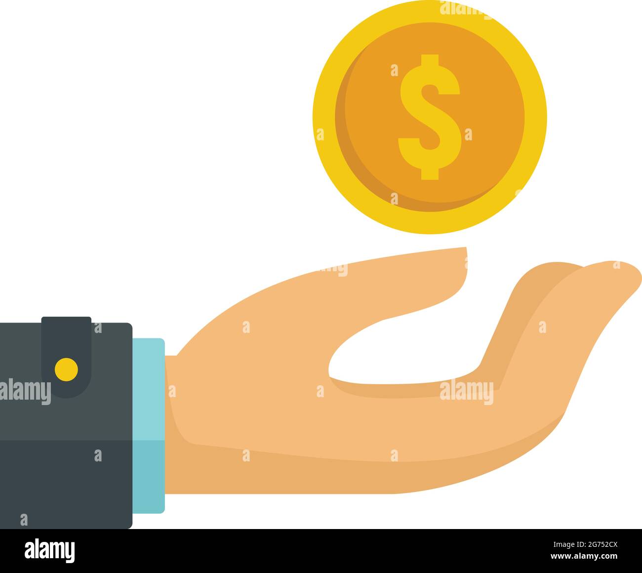 Gold coin in hand icon flat isolated vector Stock Vector Image & Art ...