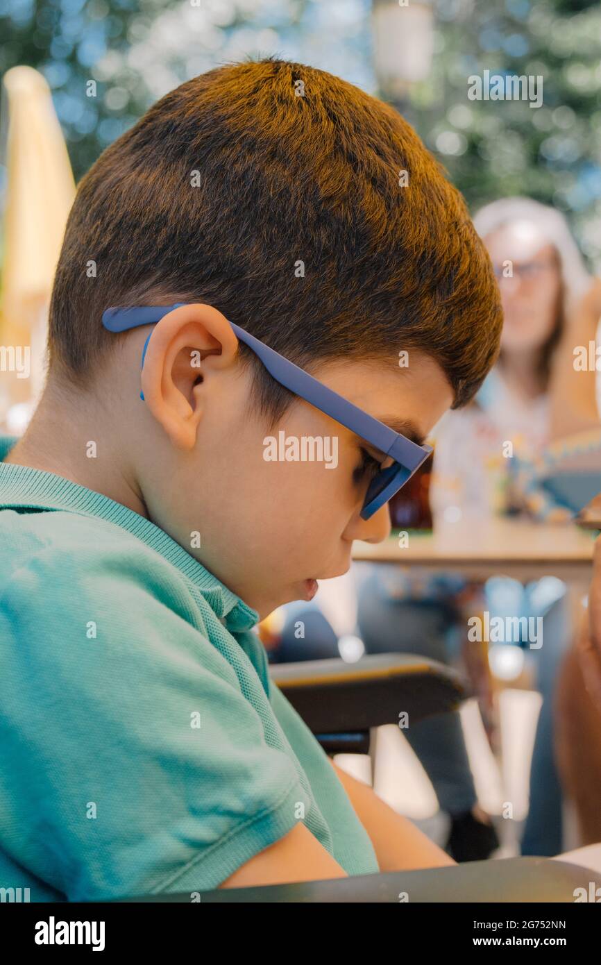 side portrait of a child with Pitt-Hopkins genetic syndrome with ...