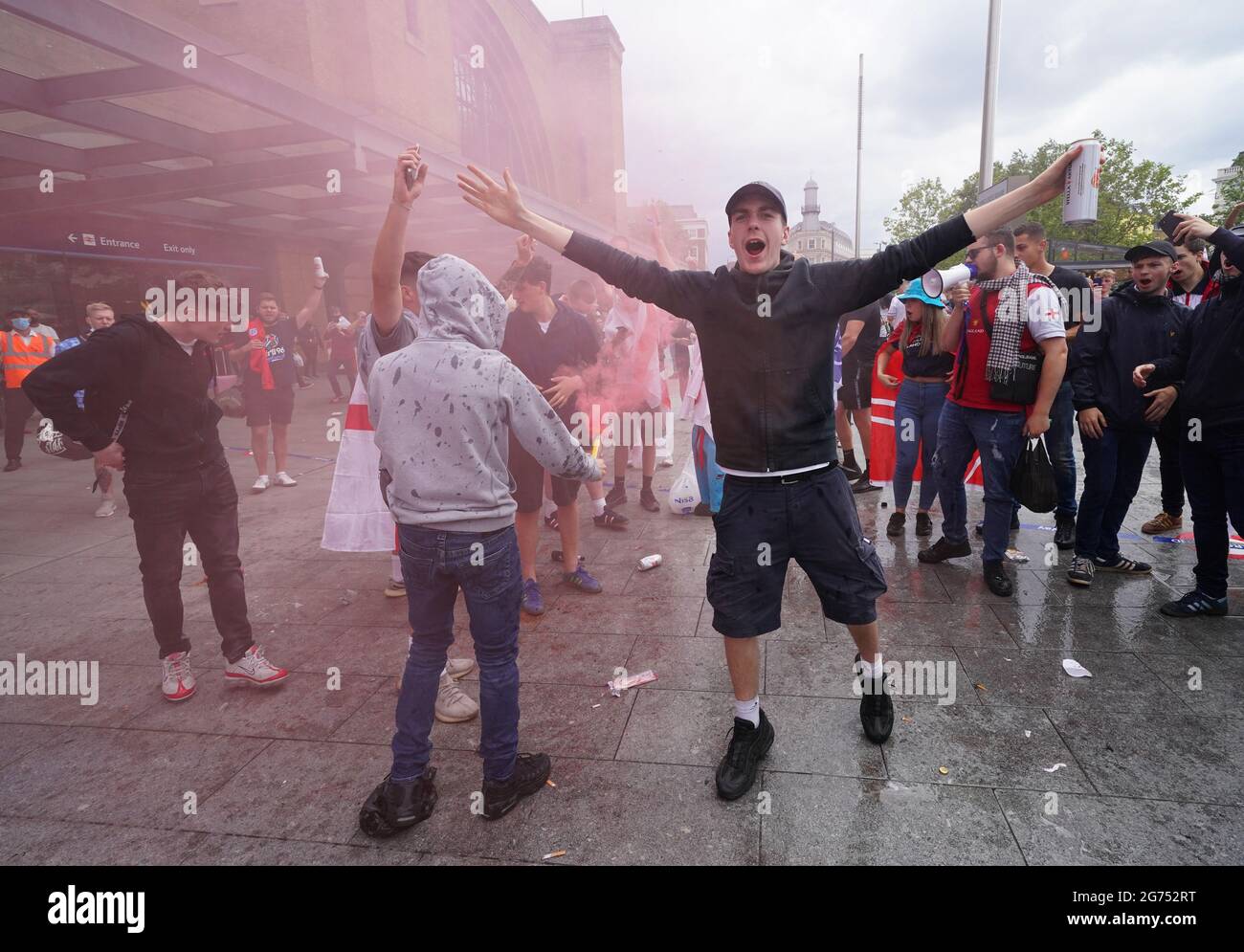 England fans outside King's Cross station in London, ahead of the ...
