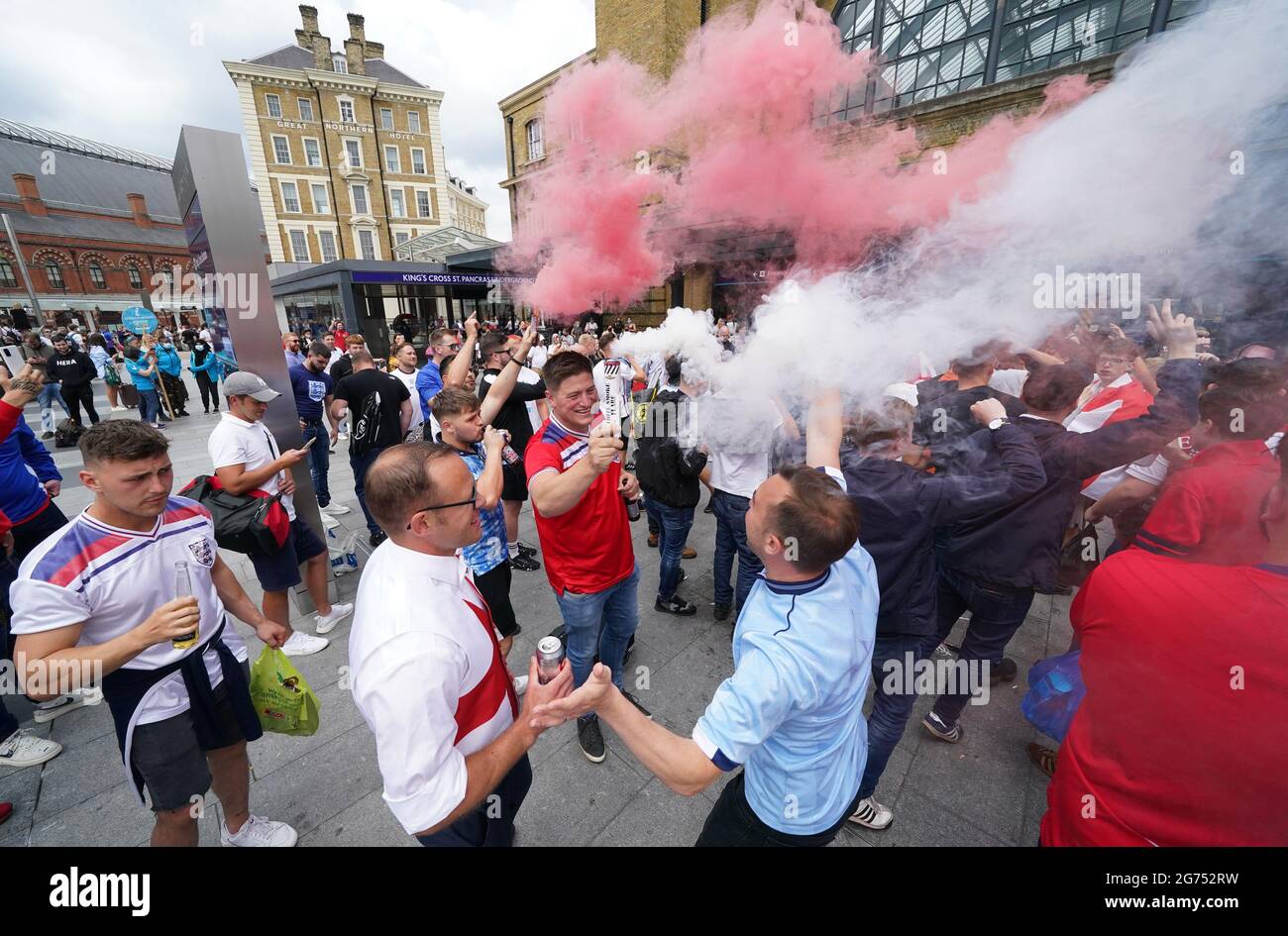 England fans outside King's Cross station in London, ahead of the ...