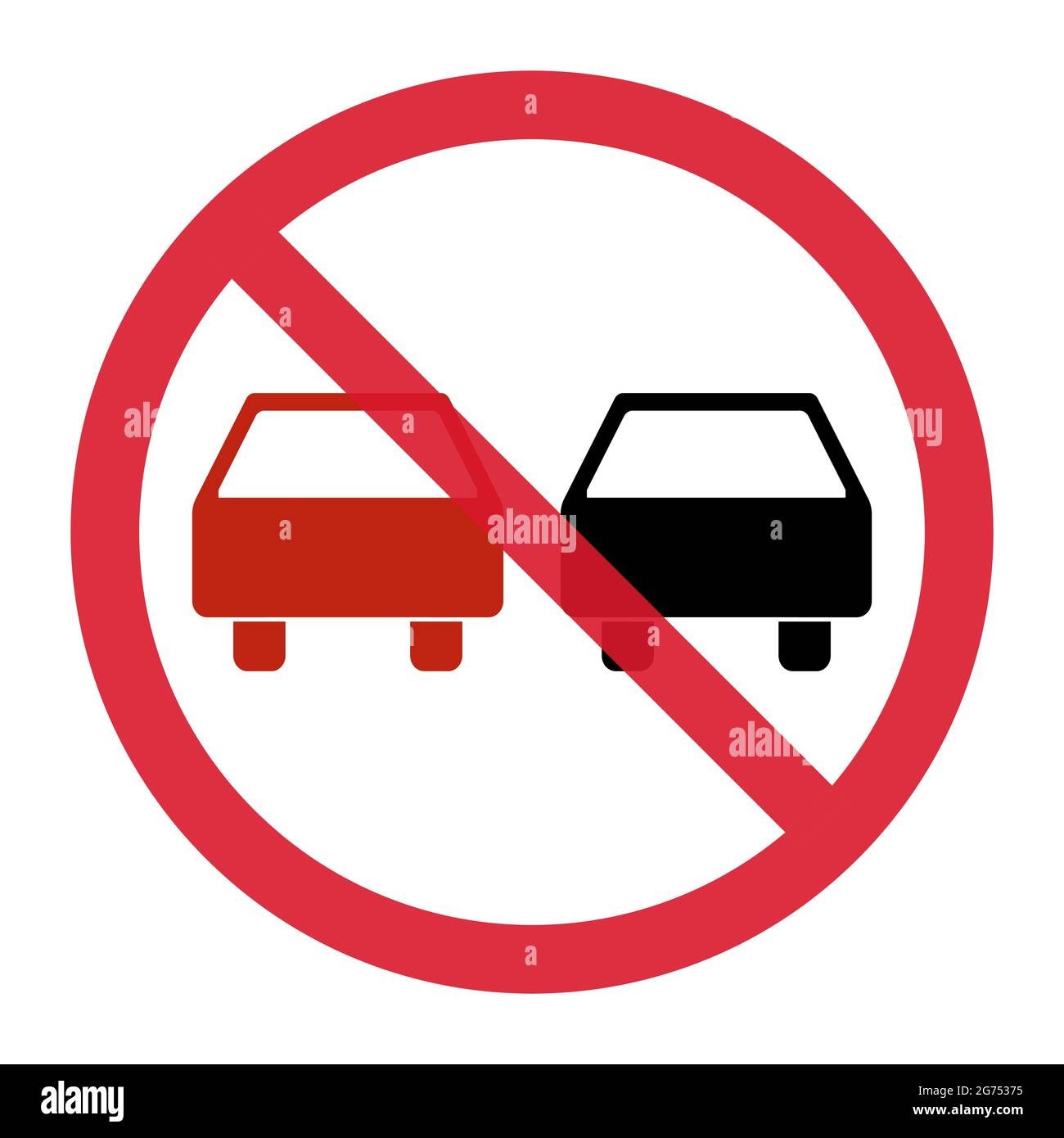 No overtaking warning road, prohibition transportation icon, car ...