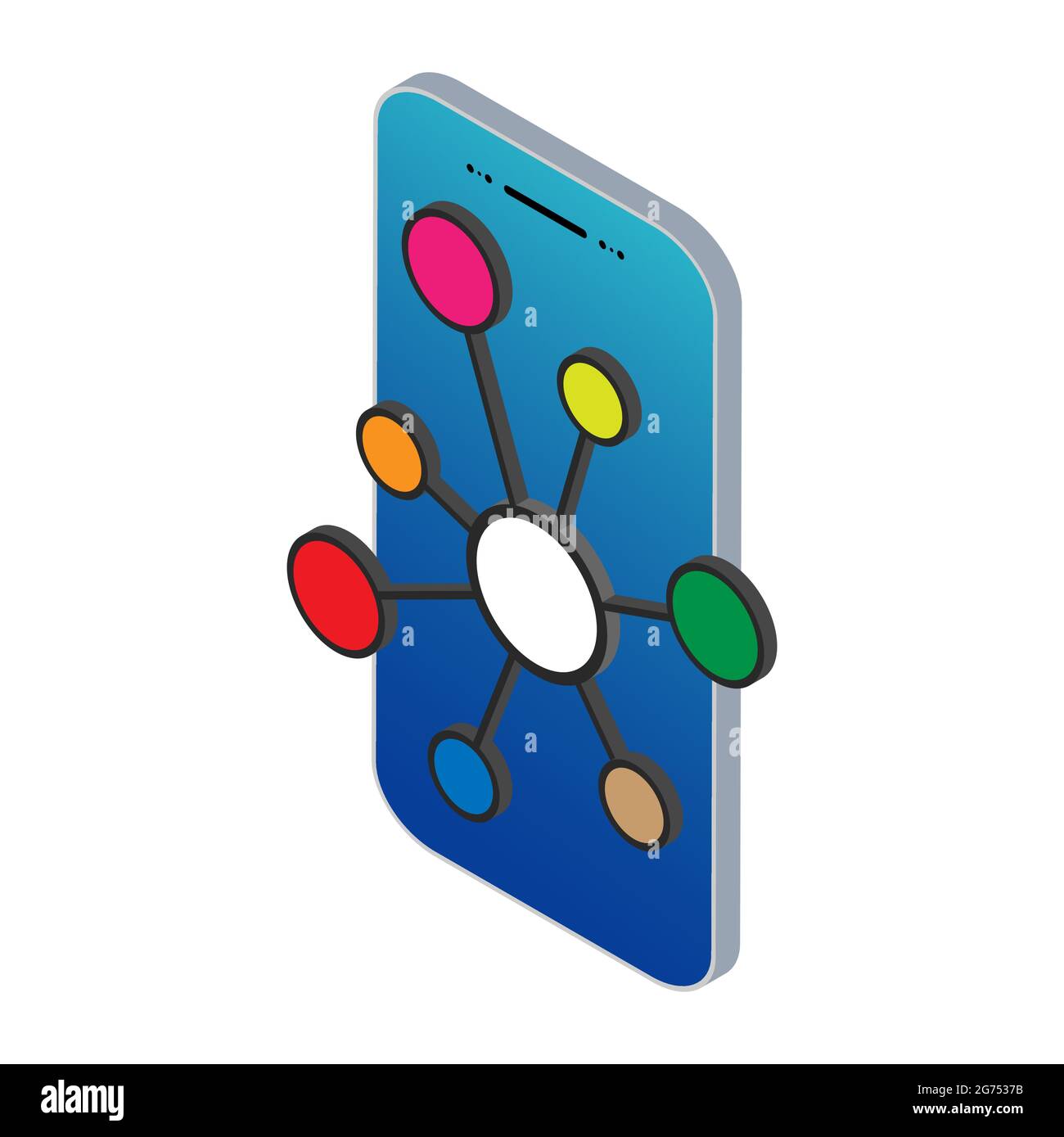 Hub isometric network icon, connect structure vector symbol isolated on ...