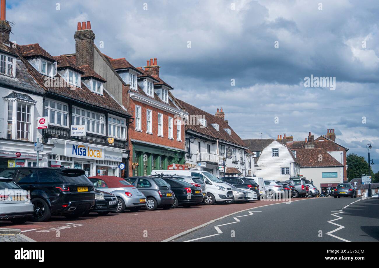 Street view of the village of Westerham, Kent, UK Stock Photo - Alamy