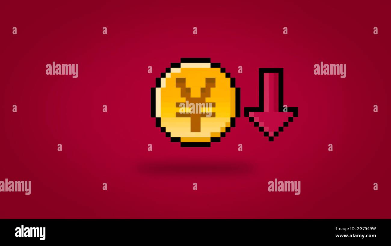 Pixel Yen, Yuan or Renminbi coin decreasing in value - high res ...