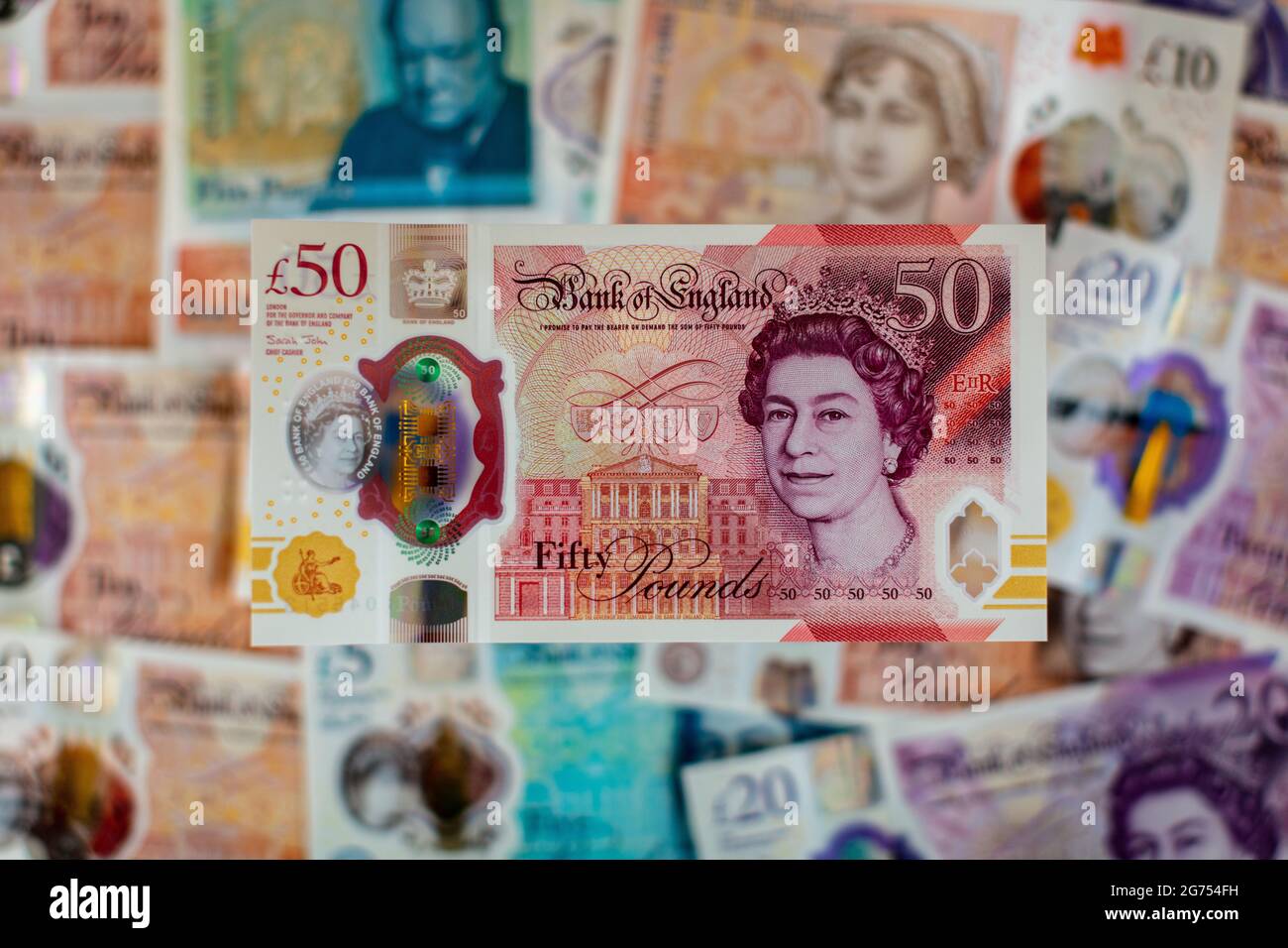 Bank of England new polymer £50 banknote with the other current polymer ...