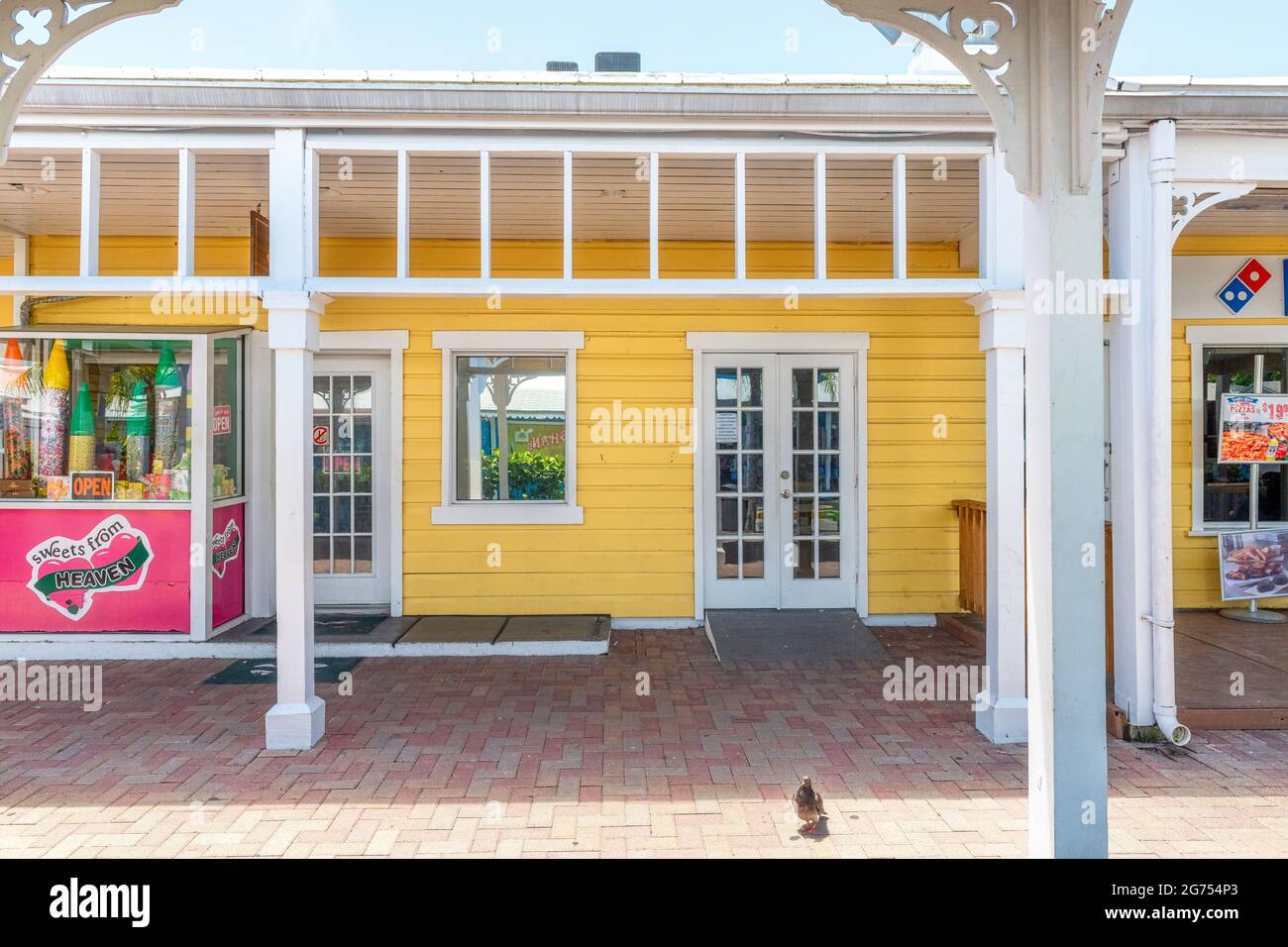 Wood facade in store building, Freeport in the Bahamas, daytime travel ...