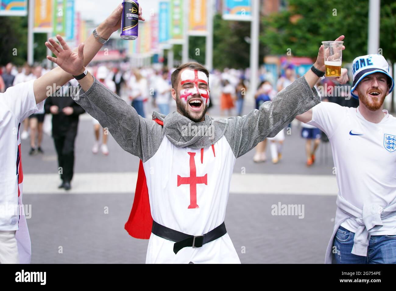 An England fan dressed as a Knight outside the ground ahead of the UEFA ...