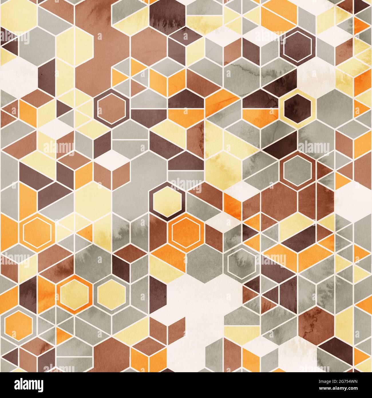 Seamless pattern of hexagons in random colors in watercolor Stock Photo ...