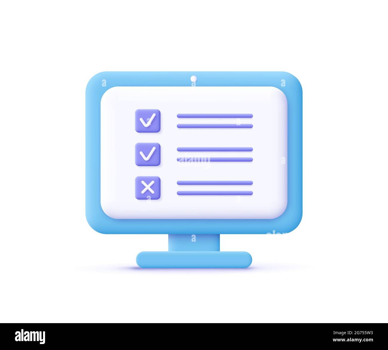 Assignment icon. Сomputer screen, checklist, document symbol. 3d vector ...