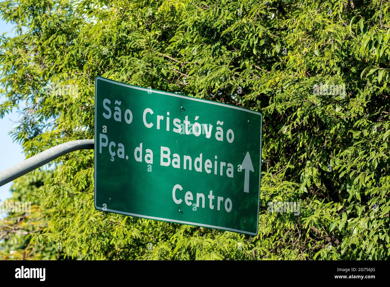 traffic sign indicating the direction with the names of the places (San ...