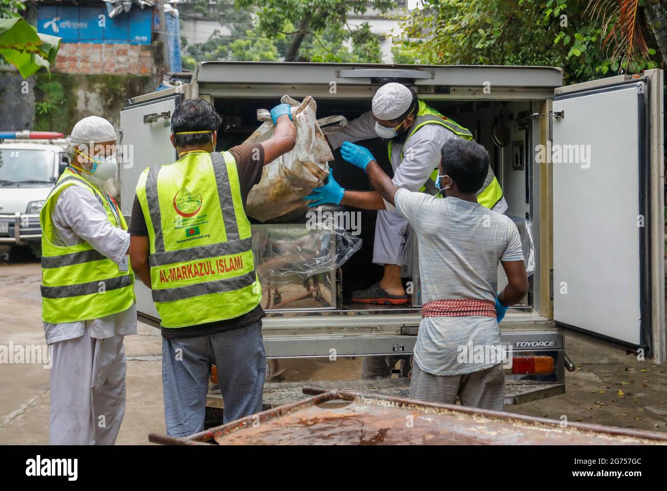 Body bags containing the Narayanganj factory fire victims bodies at the ...