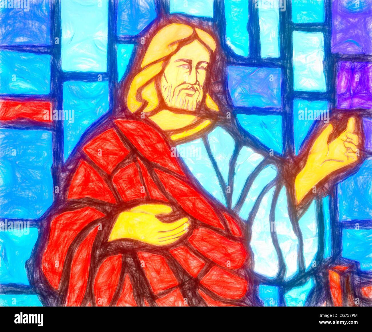 Jesus Christ in stained window of church Stock Photo - Alamy