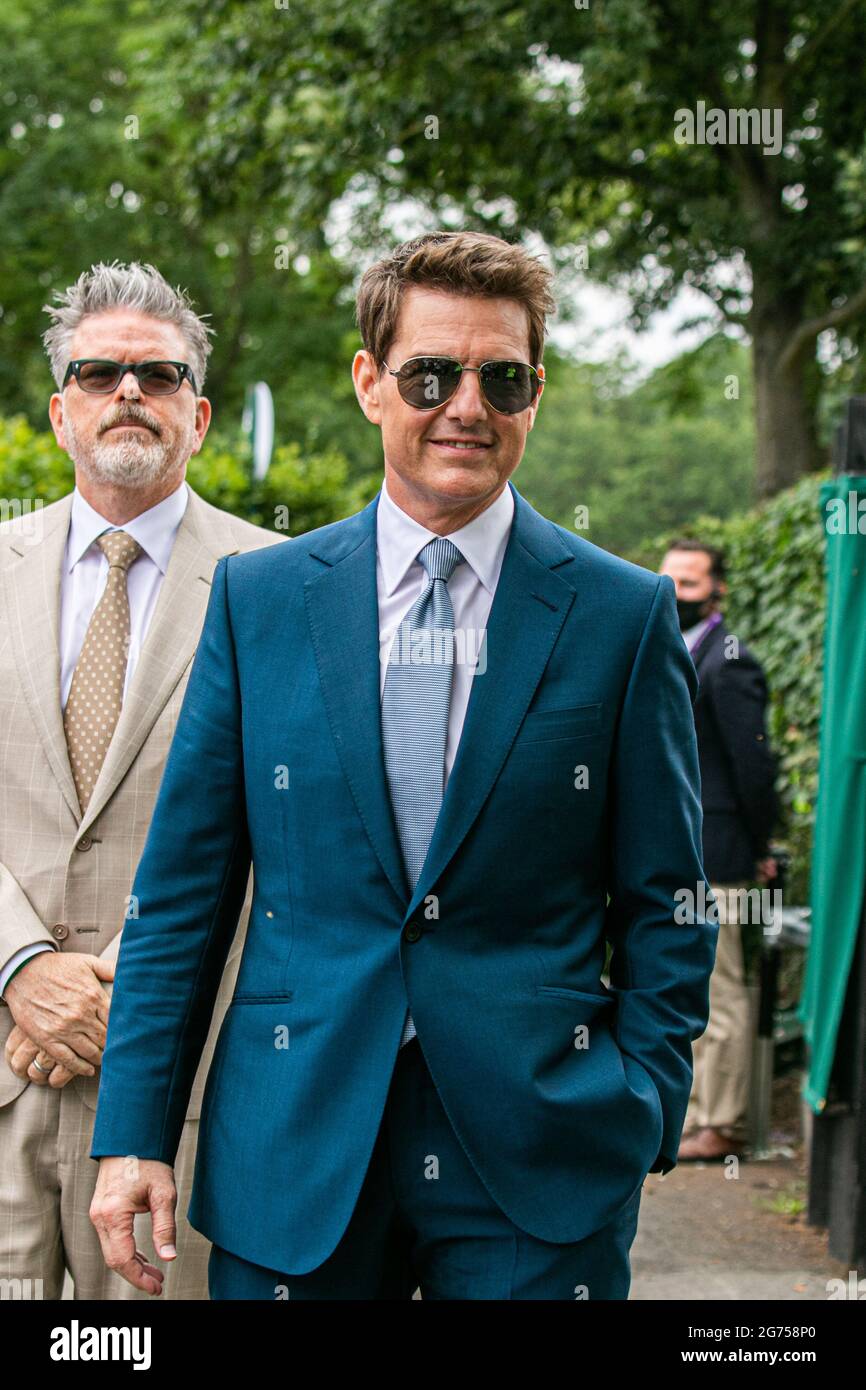 WIMBLEDON LONDON 11 July 2021. American Hollywood actor Tom Cruise ...