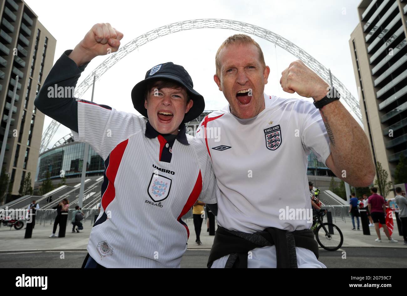 England fans gather on Wembley Way before the UEFA Euro 2020 Final at ...