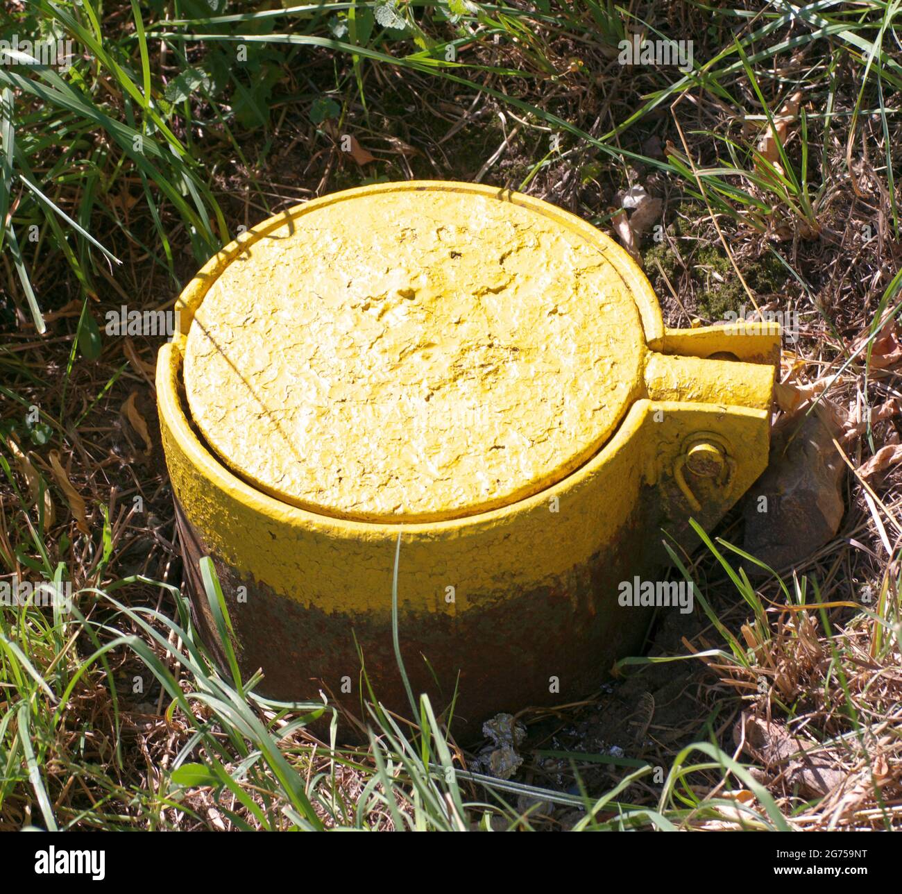 yellow gas hatch at dry sunny summer day Stock Photo - Alamy
