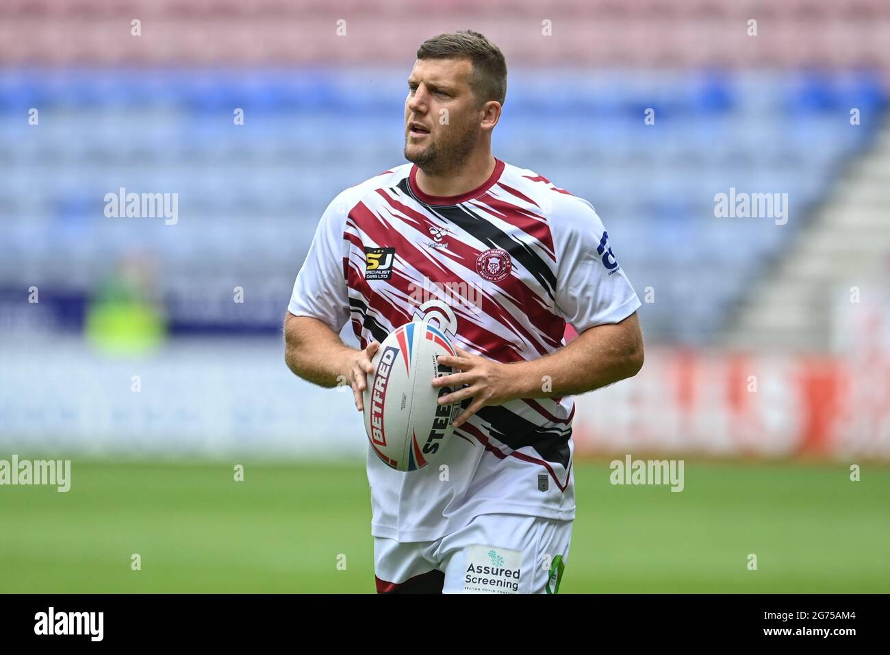 Tony Clubb (17) of Wigan Warriors during pre-game warm up Stock Photo ...