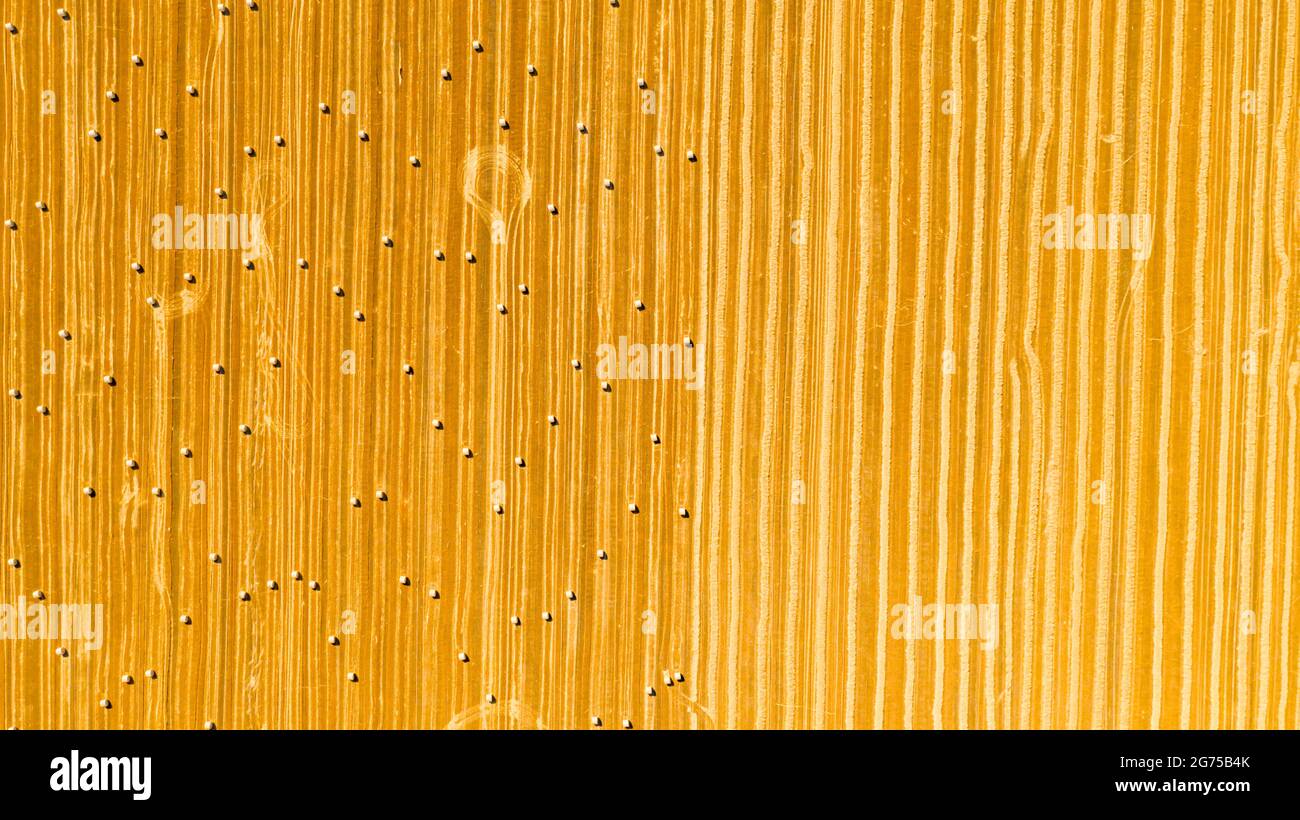 Above top view of agricultural field with round bales of straw, after ...