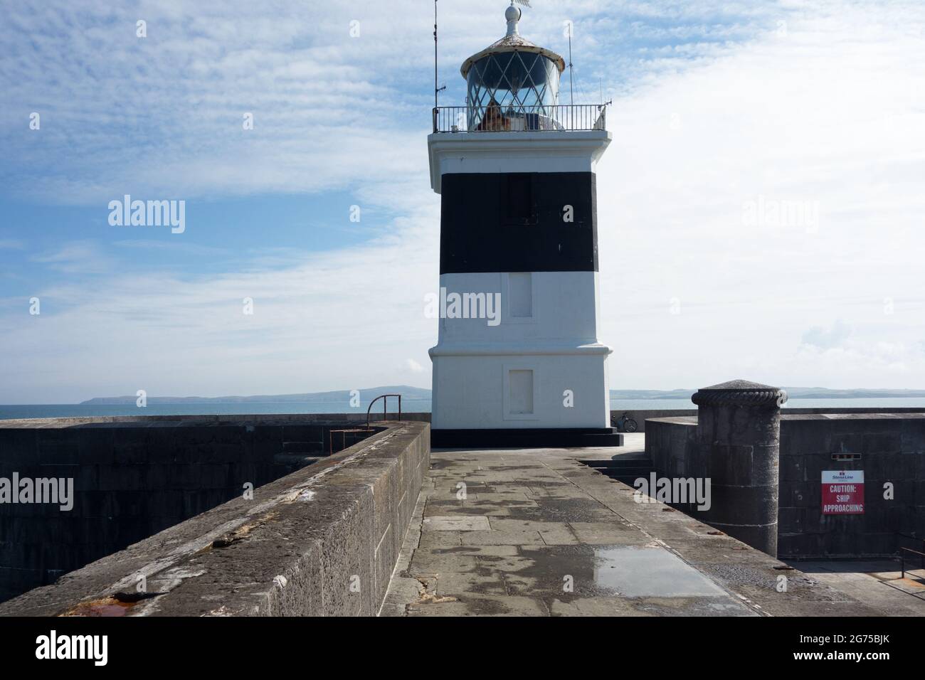 Holyhead breakwater and lighthouse on Holy Island Anglesey Wales, which ...