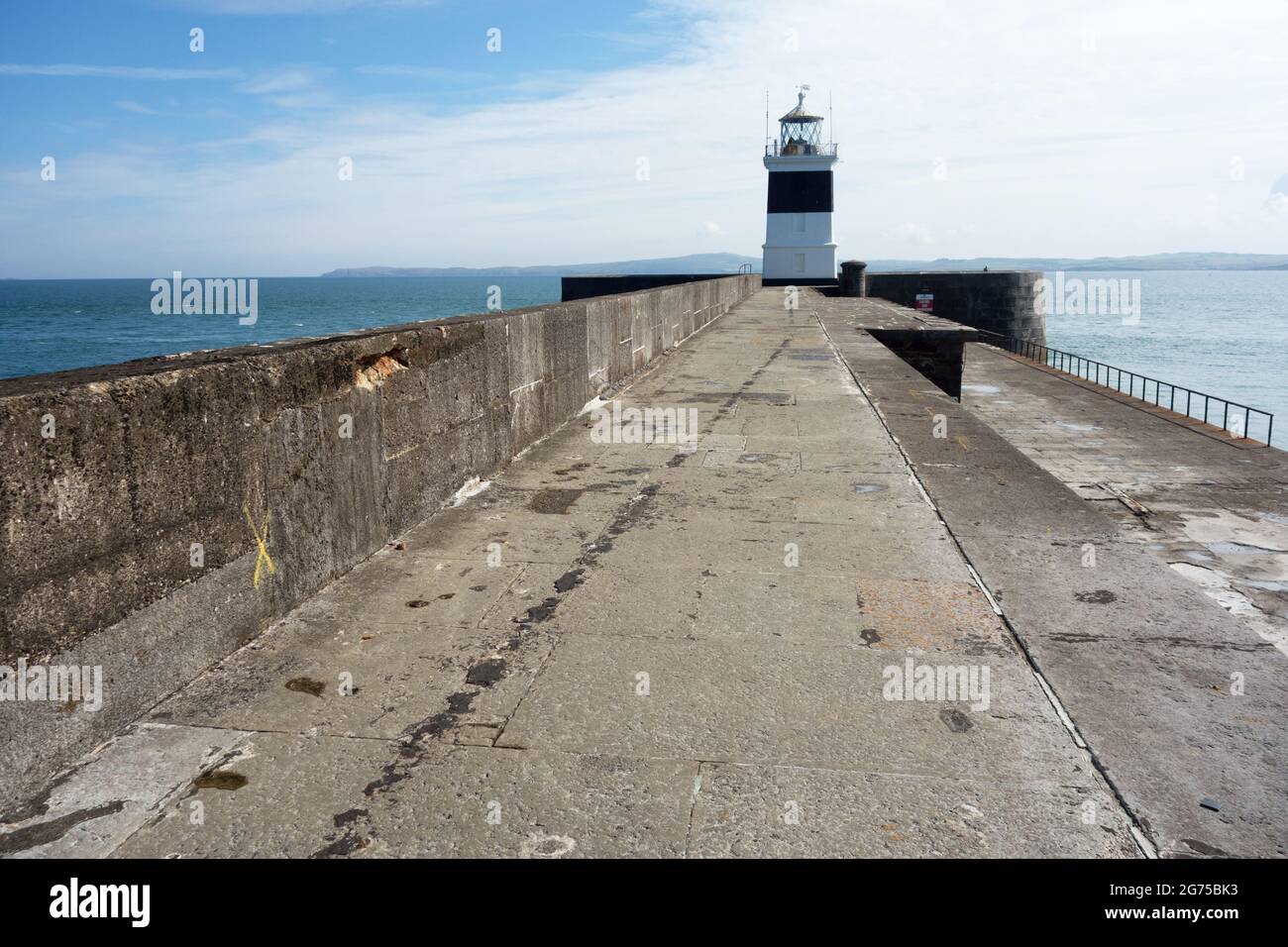 Holyhead breakwater and lighthouse on Holy Island Anglesey Wales, which ...