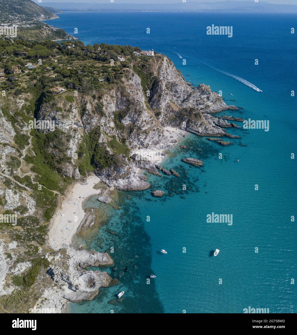 Aerial view of Capo Vaticano, Calabria, Italy. Lighthouse and ...