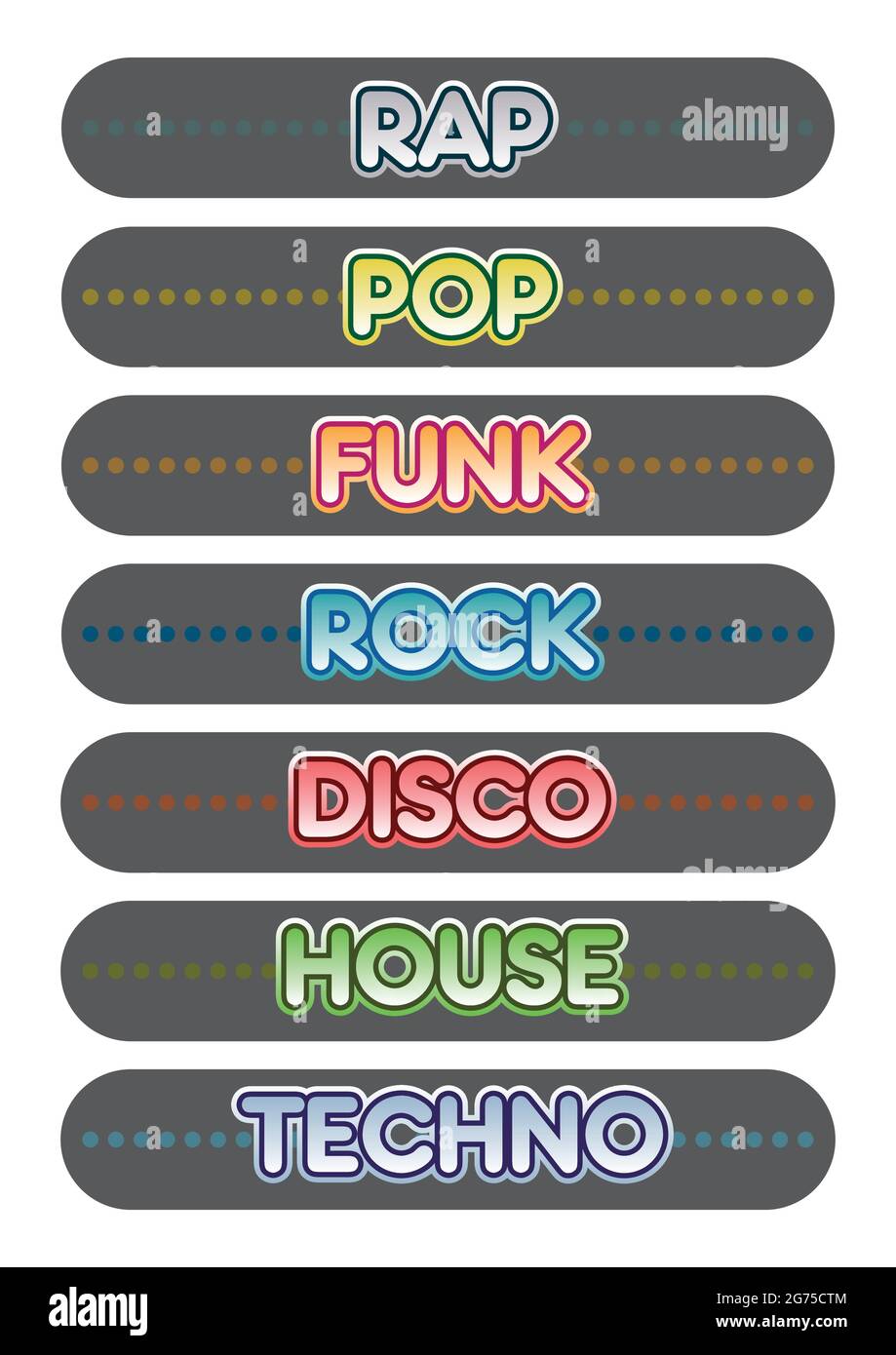 Vector set of various music styles Stock Vector Image & Art - Alamy