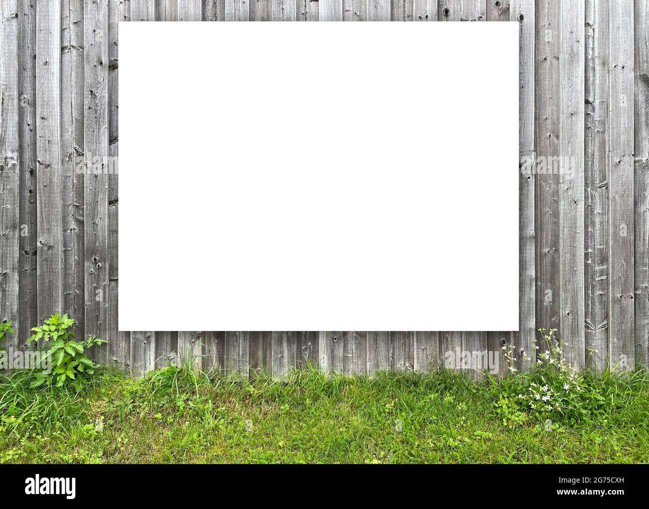 Billboard poster mockup on rustic wooden background. Banner plakat mock ...