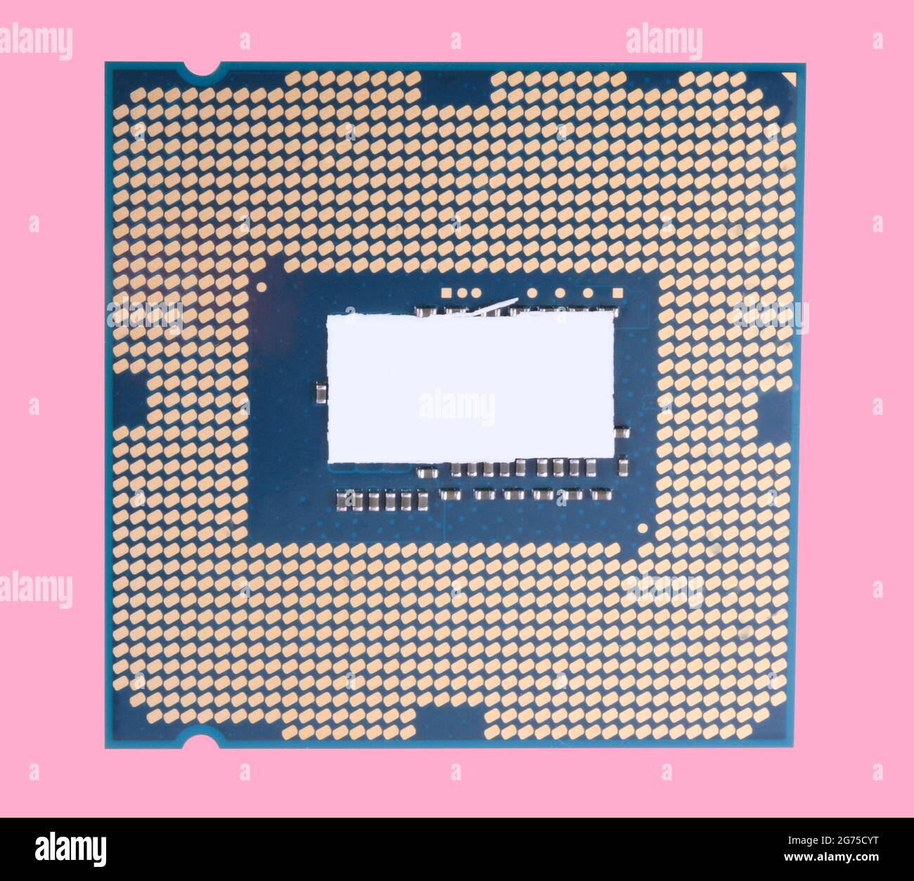 central Processor unit isolated on pink background at dry sunny day ...