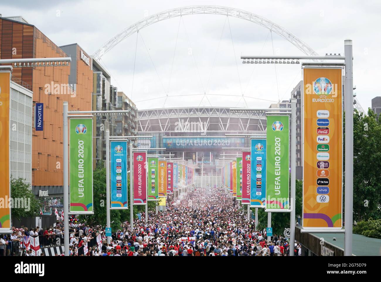 England fans along Wembley Way ahead of the UEFA Euro 2020 Final at ...