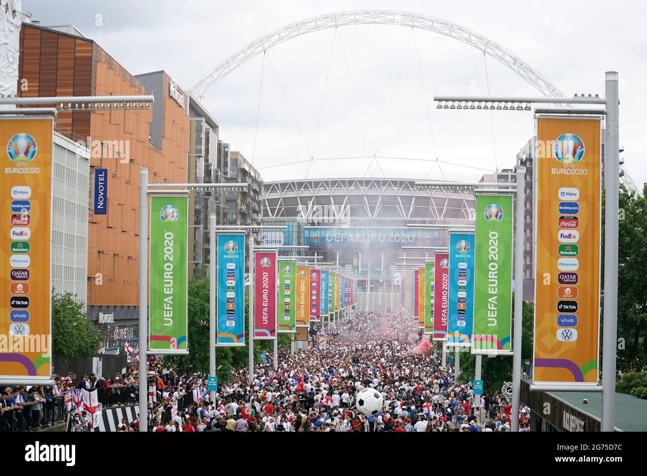 England fans along Wembley Way ahead of the UEFA Euro 2020 Final at ...