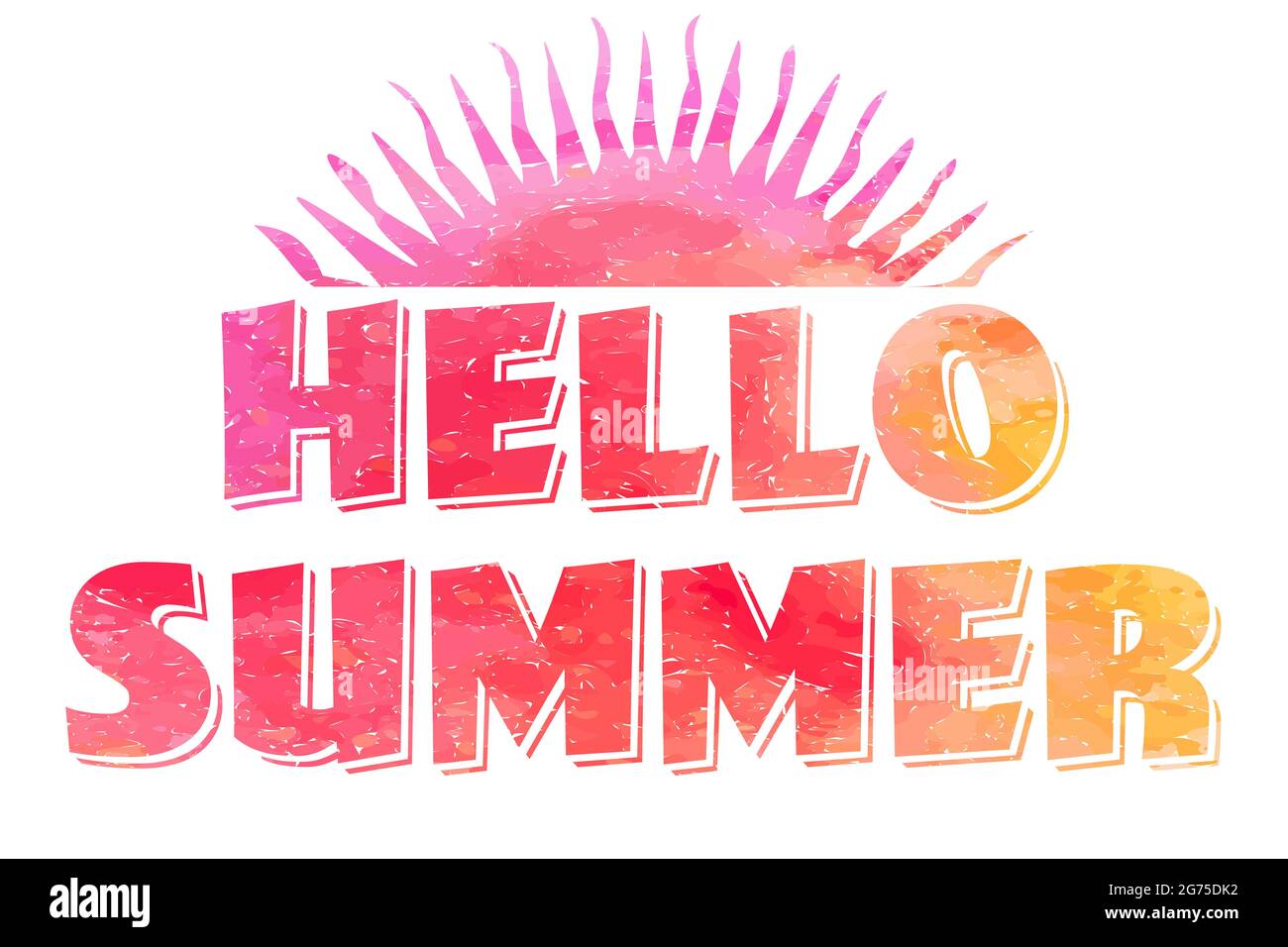 Hello Summer. Modern calligraphic T-shirt design with flat palm trees ...