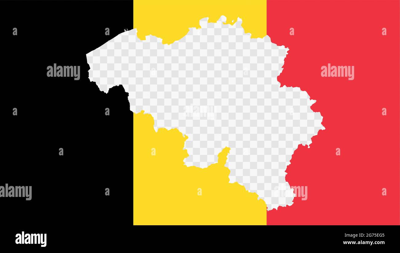 Belgium national flag with transparent map empty border inside ...