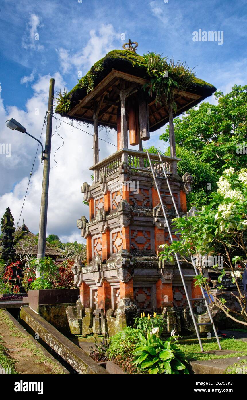 Bell tower at Penglipuran tourist village, Bali, Indonesia Stock Photo ...