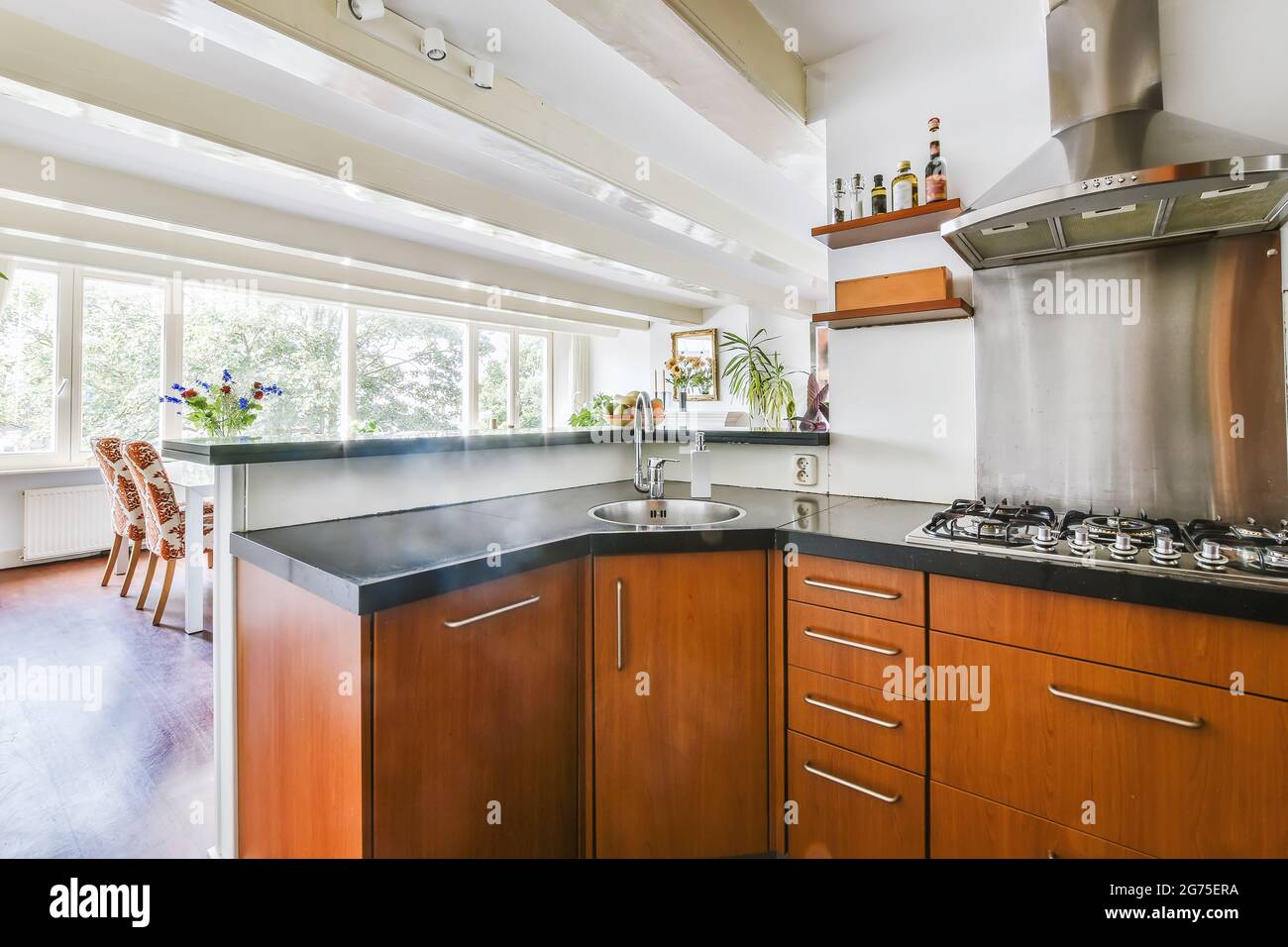 Beautiful and spacious kitchen in an elegant home Stock Photo - Alamy