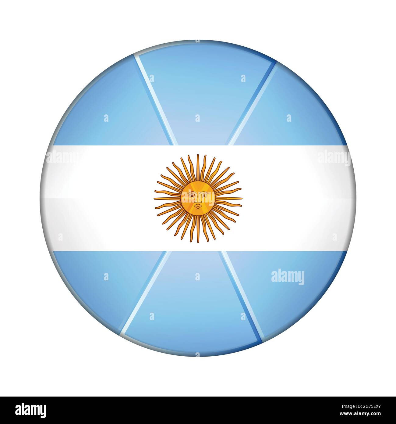 Glass light ball with flag of Argentina. Round sphere, template icon ...