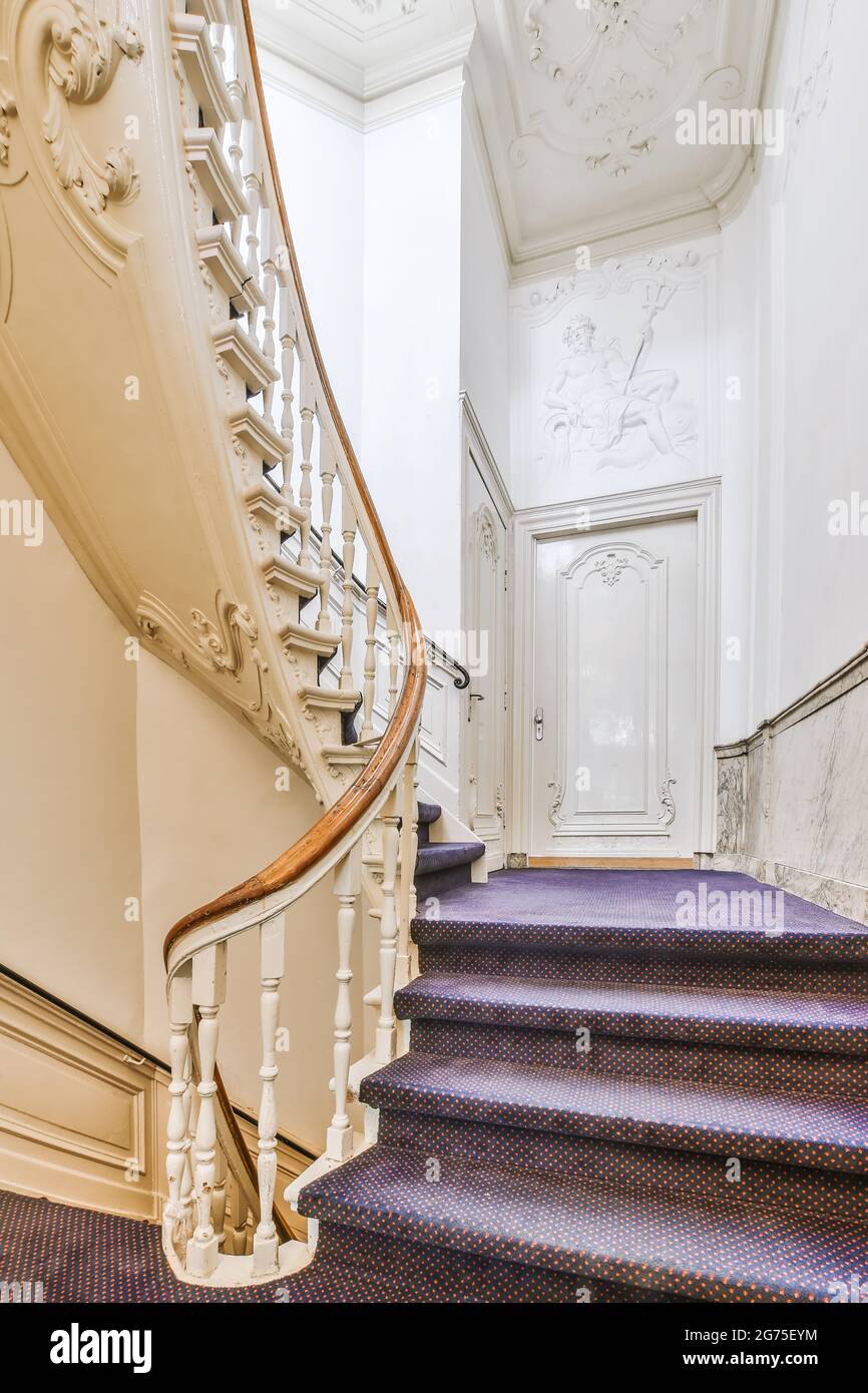 Luxury staircase hall of special design in an elegant house Stock Photo ...