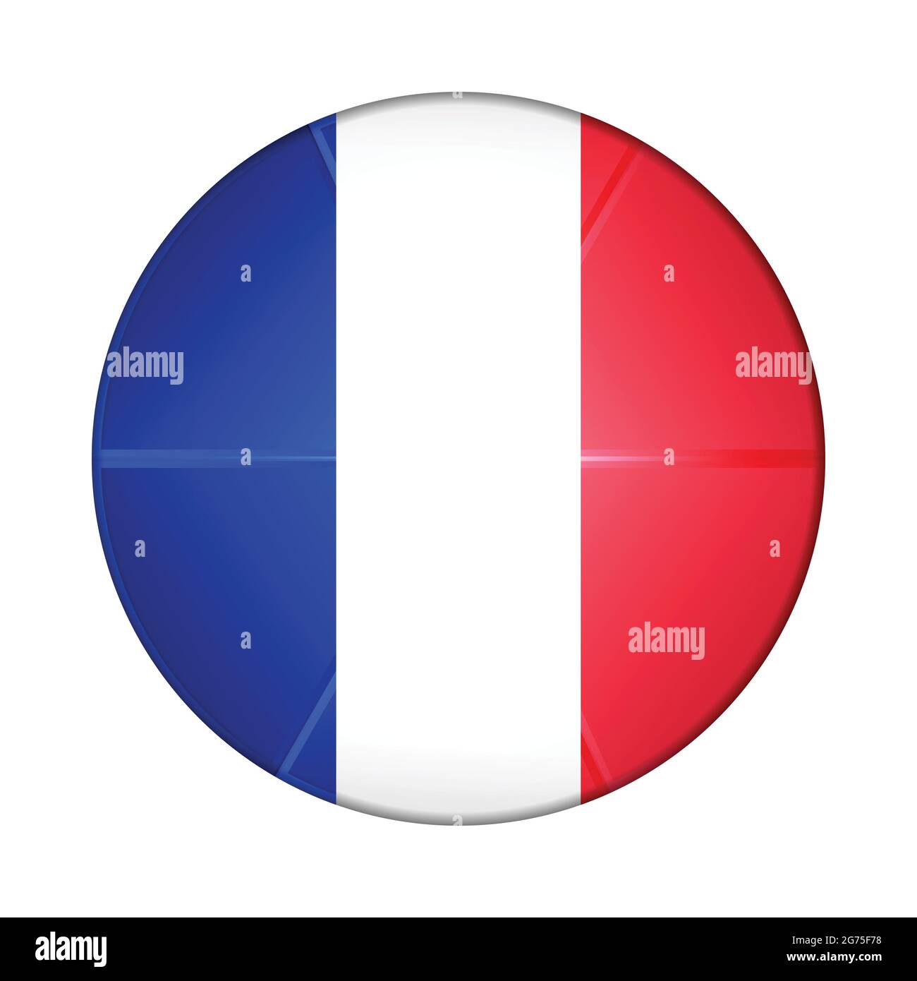 Glass light ball with flag of France. Round sphere, template icon ...
