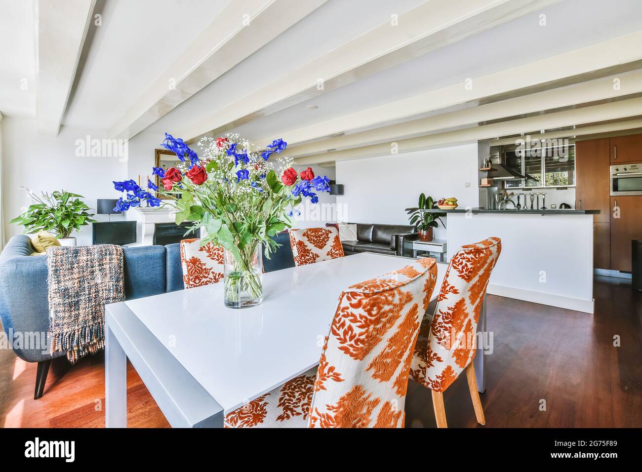 Modern dining room in a luxury house with individual design Stock Photo ...