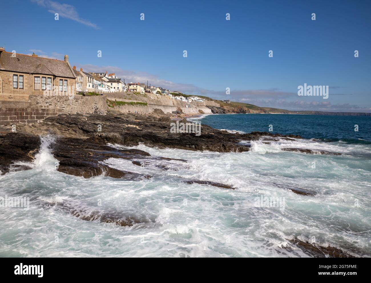 A view of the sea and rocks in Porthleven, Cornwall,UK Stock Photo - Alamy