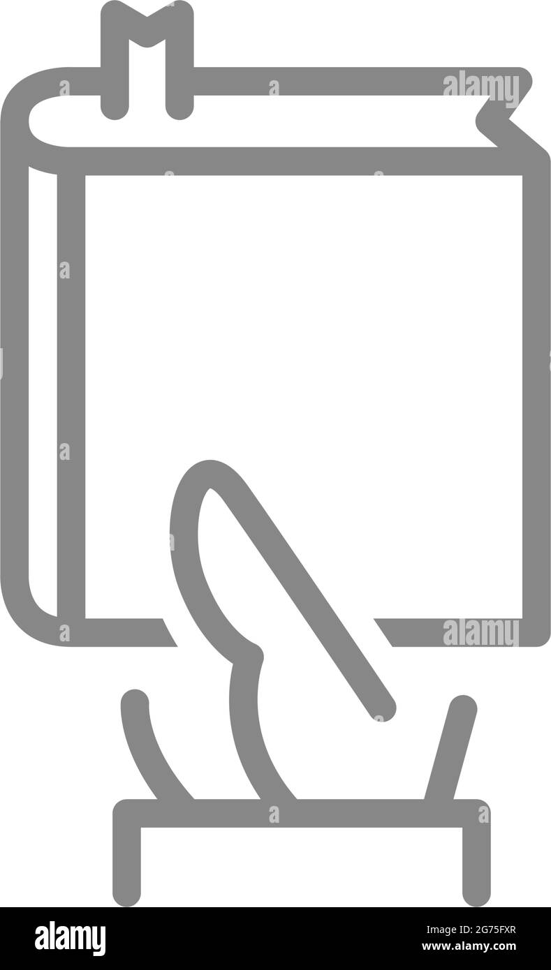 Hand holds a book line icon. Reading, give a book symbol Stock Vector ...
