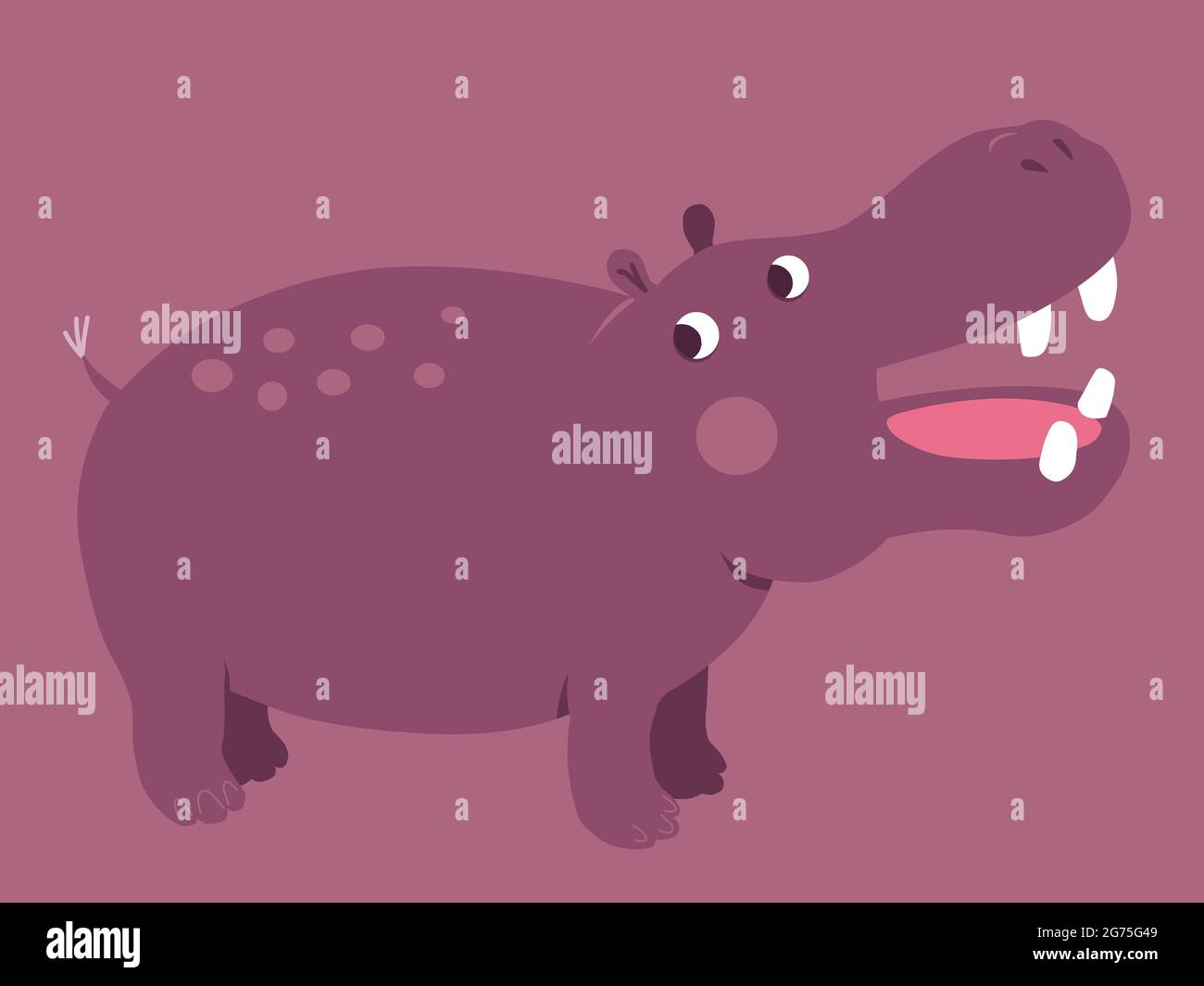 Hippo smiling with with open beak, animal illustration Stock Photo - Alamy